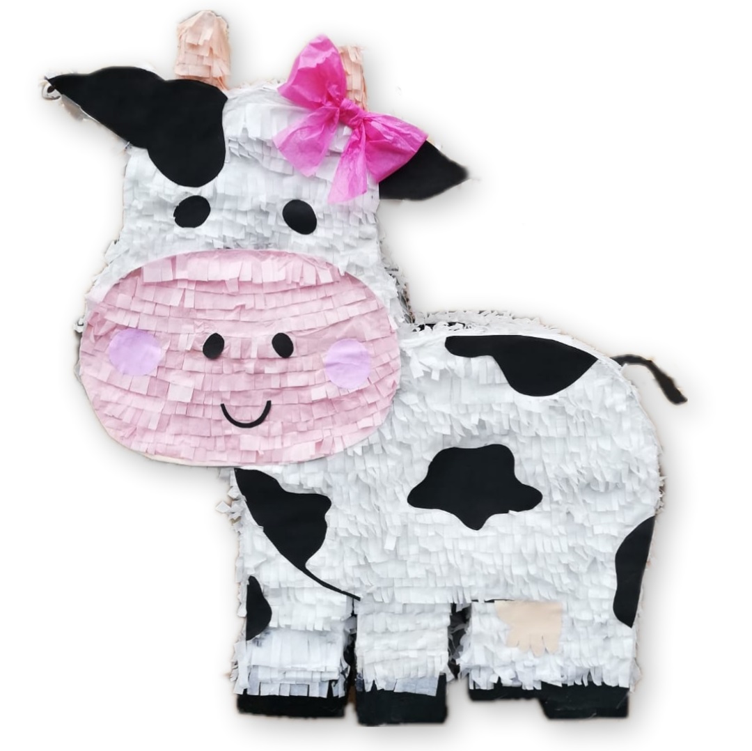 Cow With Bow Pinata with Stick - Choose Bow Colour - propnpinata.co.za