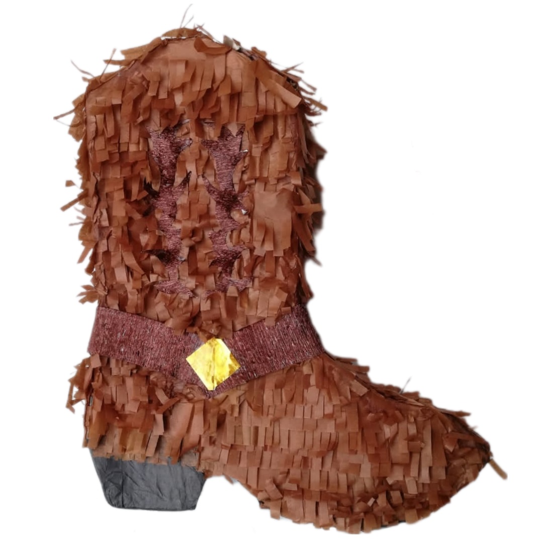 Brown Cowboy Boot Birthday party Pinata with Stick - propnpinata.co.za