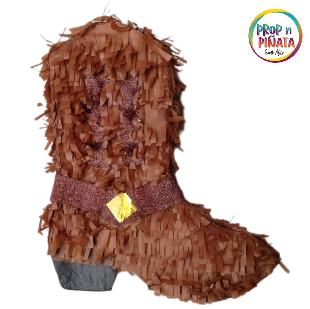 Brown Cowboy Boot Birthday party Pinata with Stick - Pinata South Africa