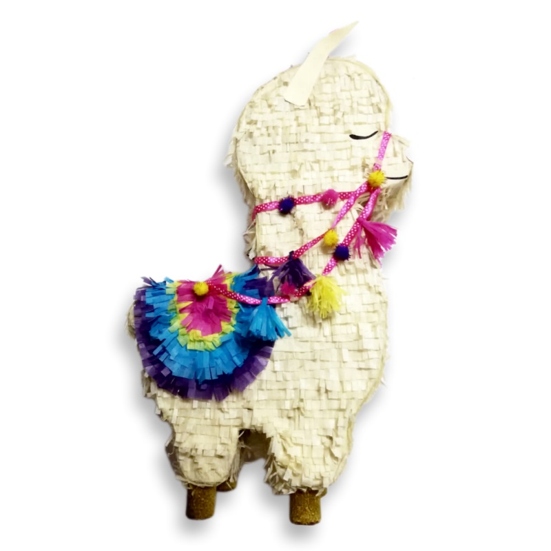 Cream Llama Pinata with Stick - propnpinata.co.za