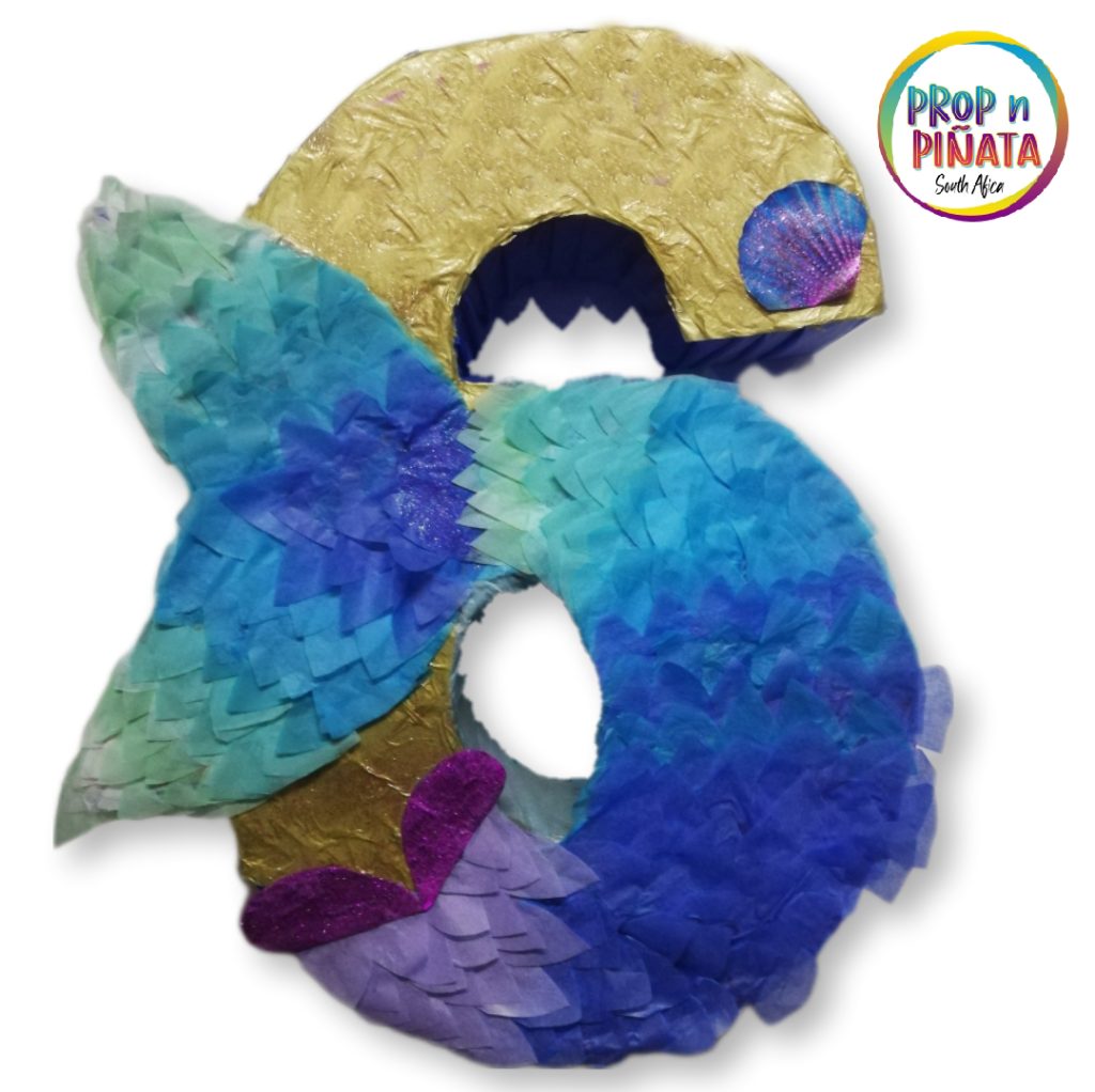 Mermaid Tail Number Pinata with stick - Choose Number - propnpinata.co.za