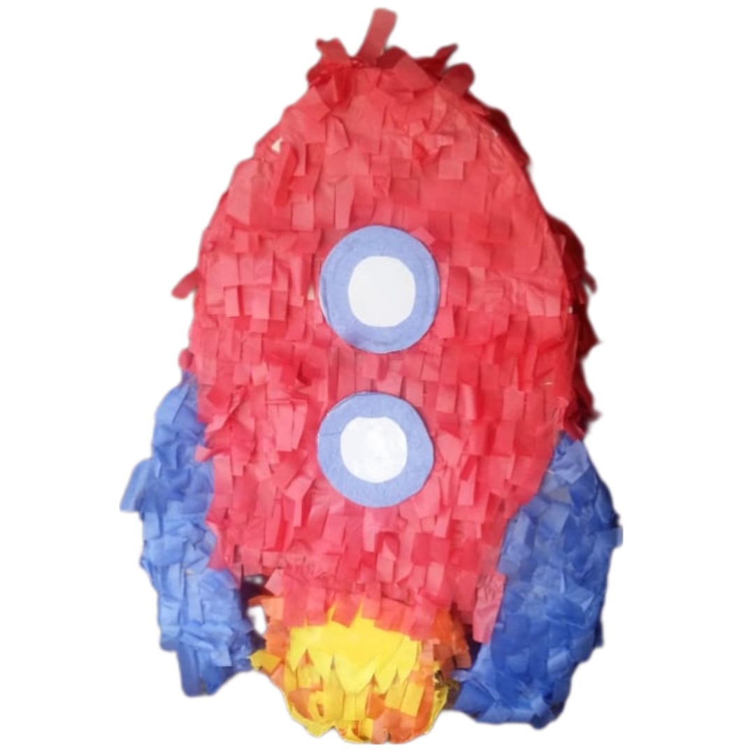 Red Rocket Ship Birthday Party Pinata with Stick - propnpinata.co.za