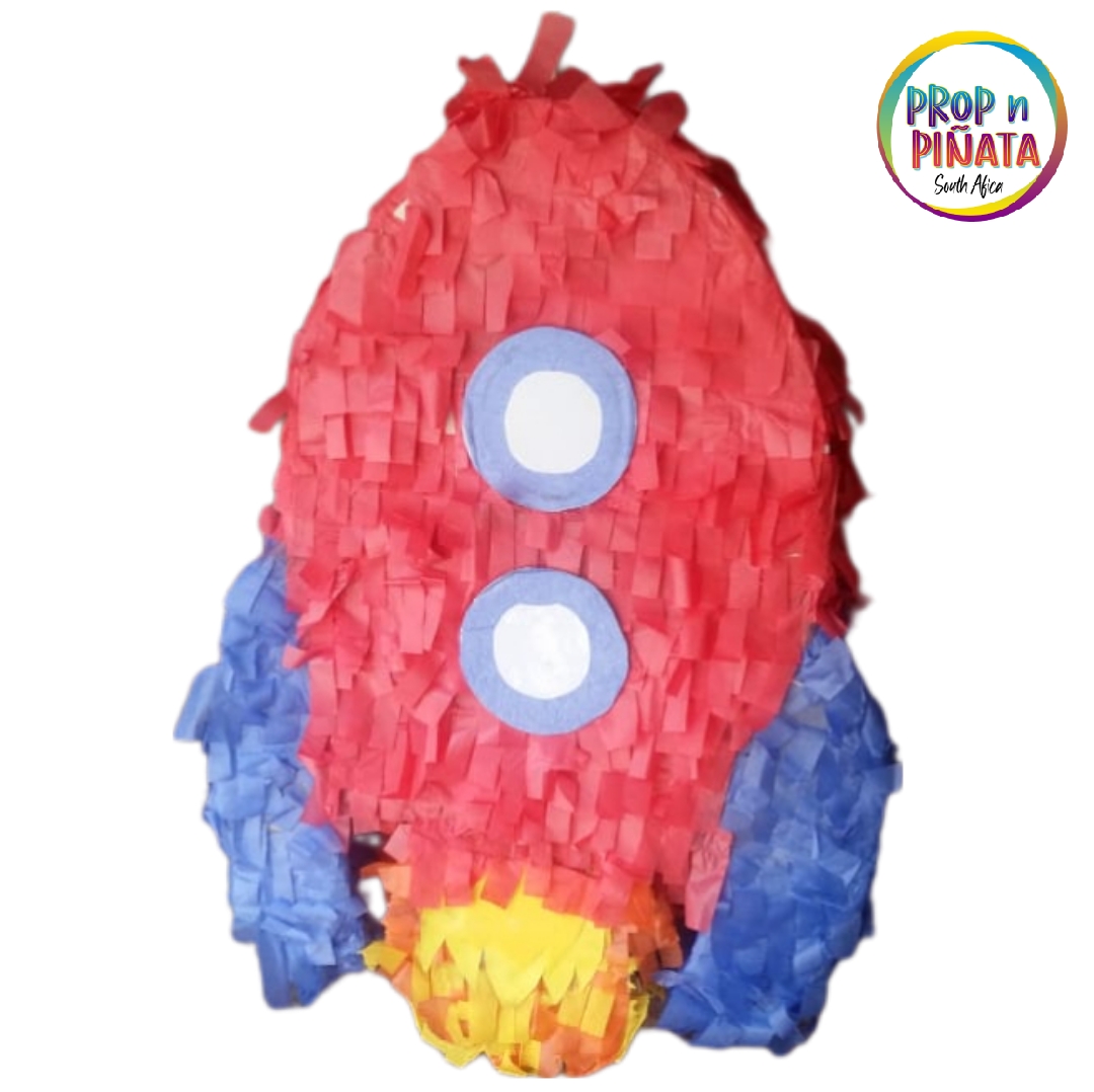 Red Rocket Ship Birthday Party Pinata with Stick - South Africa