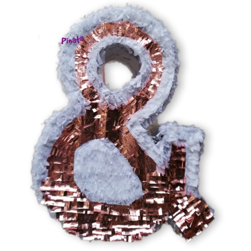 Rose Gold and White Ampersand Pinata with stick - propnpinata.co.za