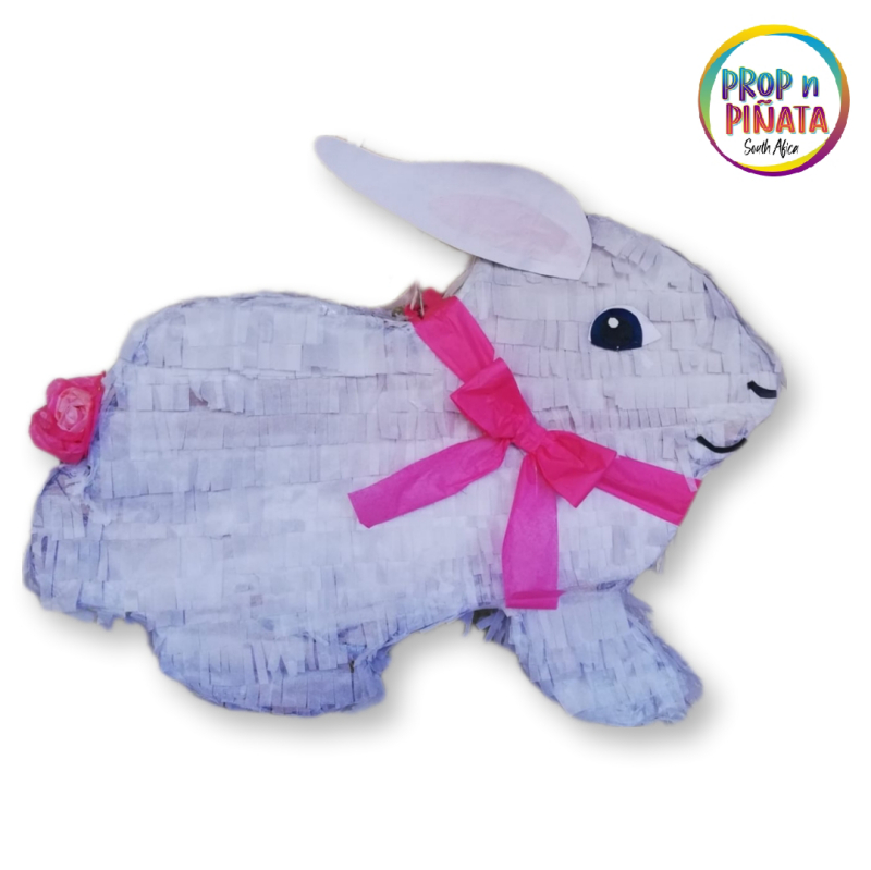 White Bunny Pinata with Stick - propnpinata.co.za - Custom-made Pinatas ...