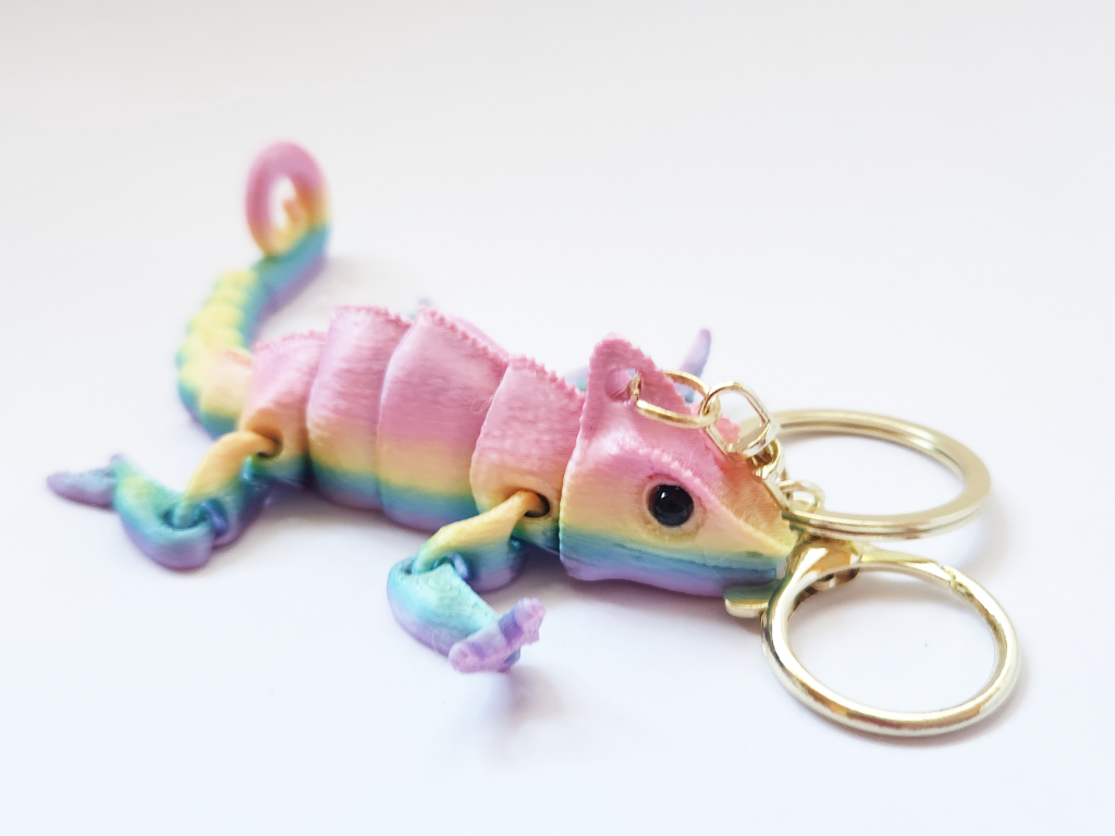 Rainbow Chameleon keychain - 3D printed - propnpinata.co.za